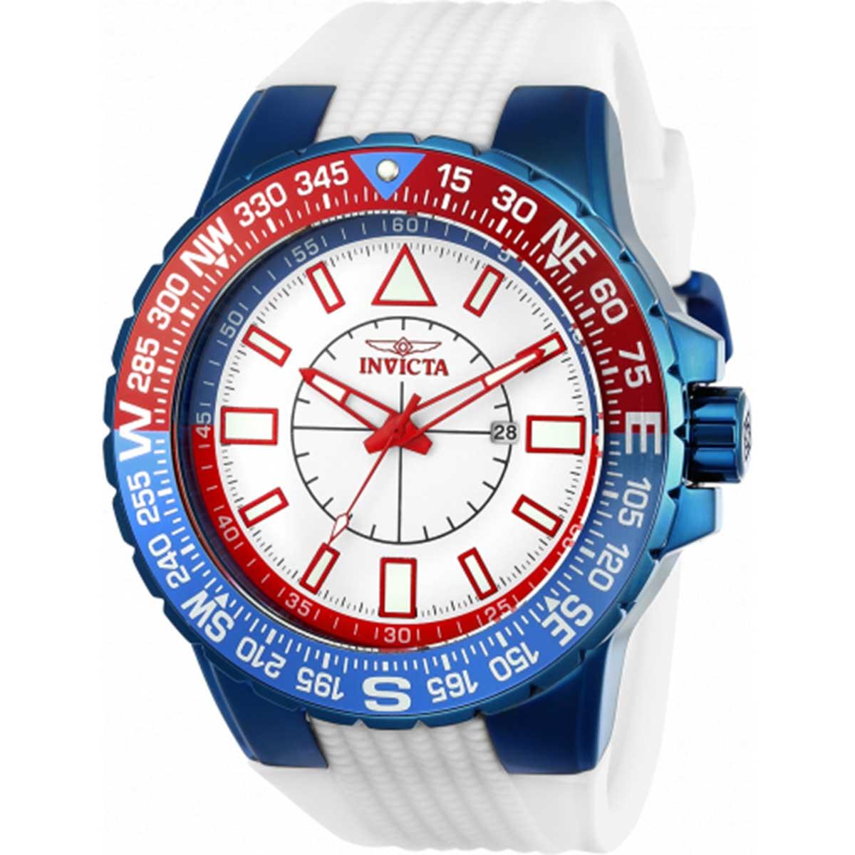 Invicta Mens 23997 Aviator Quartz 3 Hand White Dial Watch - Blue