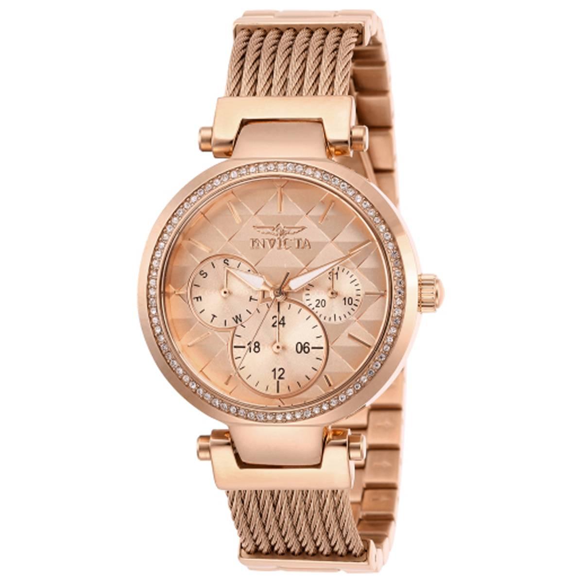 Click here for Womens Invicta Angel Rose Gold Dial Quartz Watch -... prices