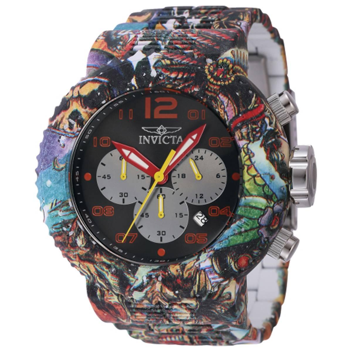 Invicta Mens 43234 Pro Diver Quartz Chronograph Black  Orange Dial Watch - Multicolor