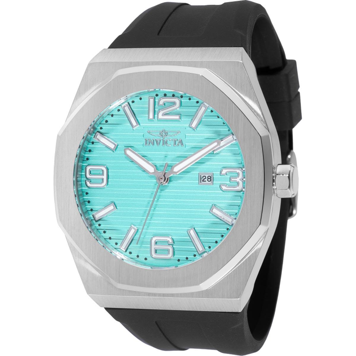 Invicta Mens 45773 Huracan Quartz 3 Hand Turquoise Dial Watch - Black