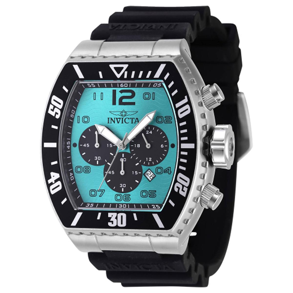 Invicta Mens 47285 Pro Diver Quartz Chronograph Black  Turquoise Dial Watch - Black