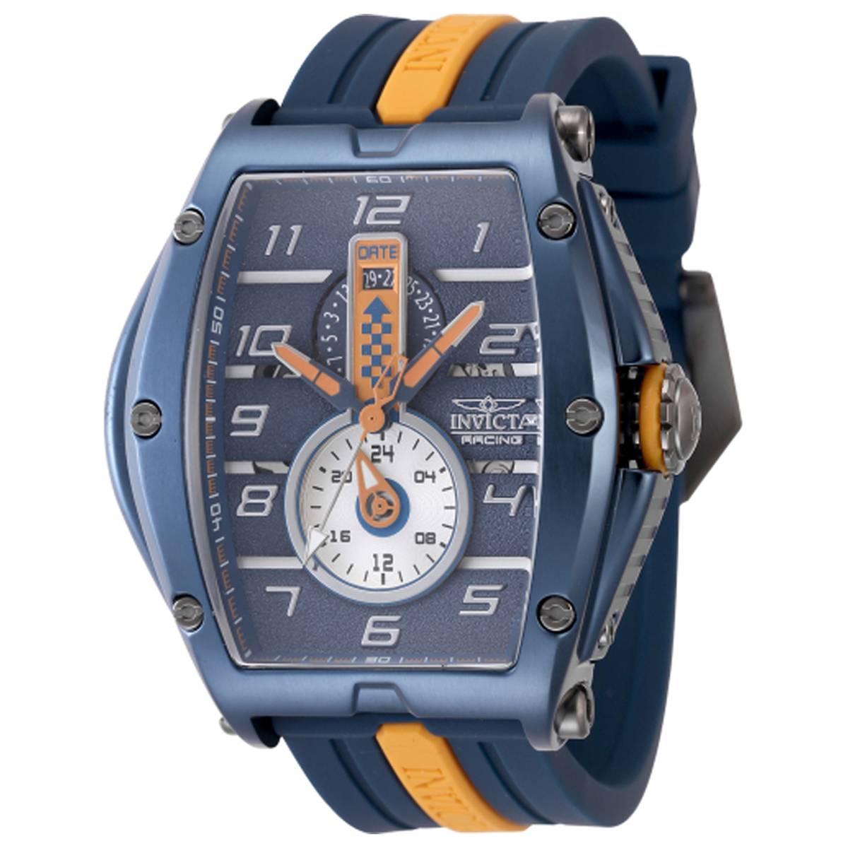 Click here for Mens Invicta Racing Blue/Orange Quartz Watch - 473... prices