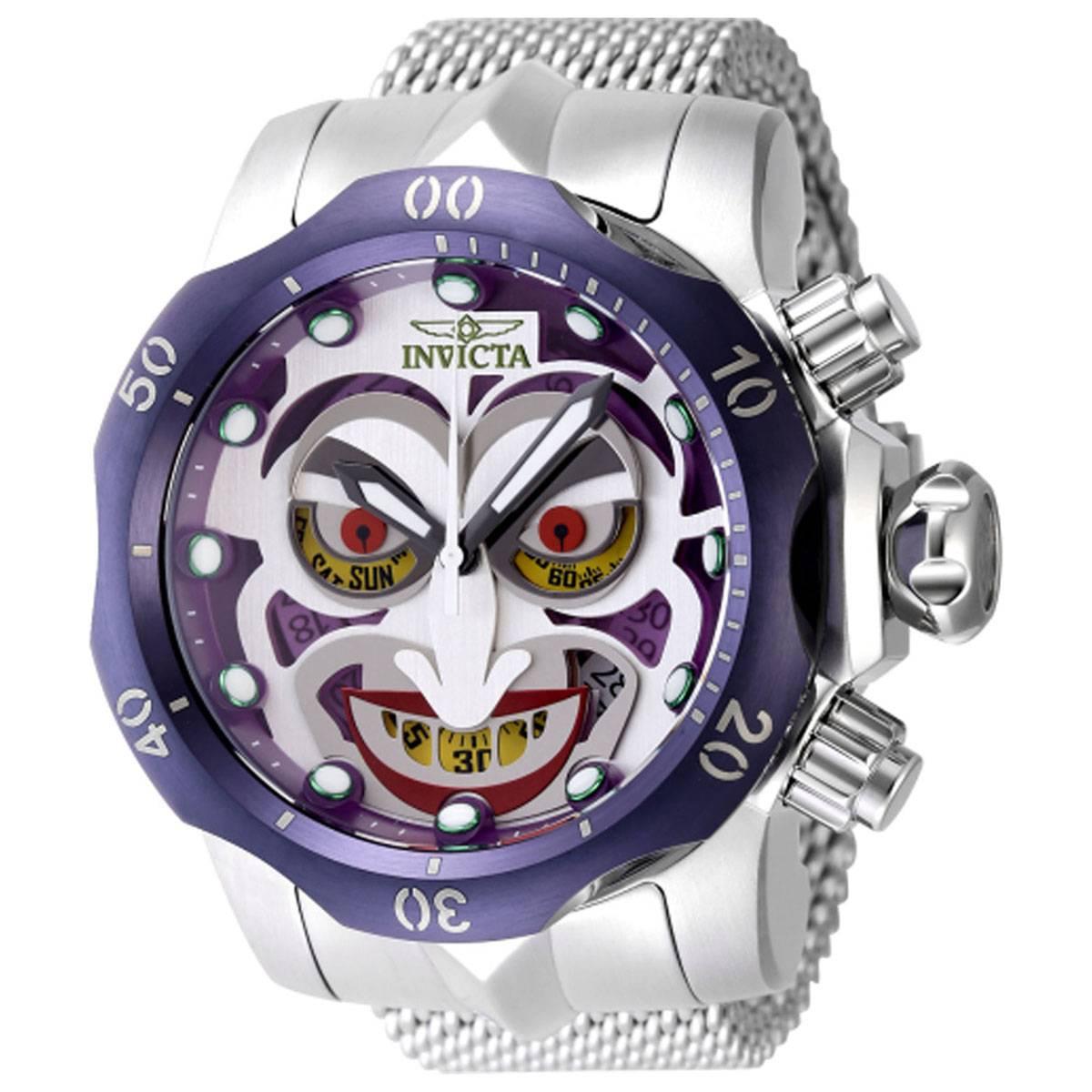 Invicta Mens 48168 Venom Quartz Multifunction Red  Green  Purple  Antique Silver Dial Watch - Silver