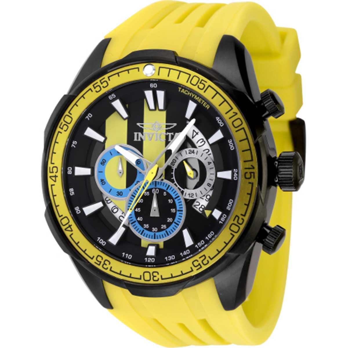 Click here for Mens Invicta Black & Yellow Dial Silicone Band Wat... prices