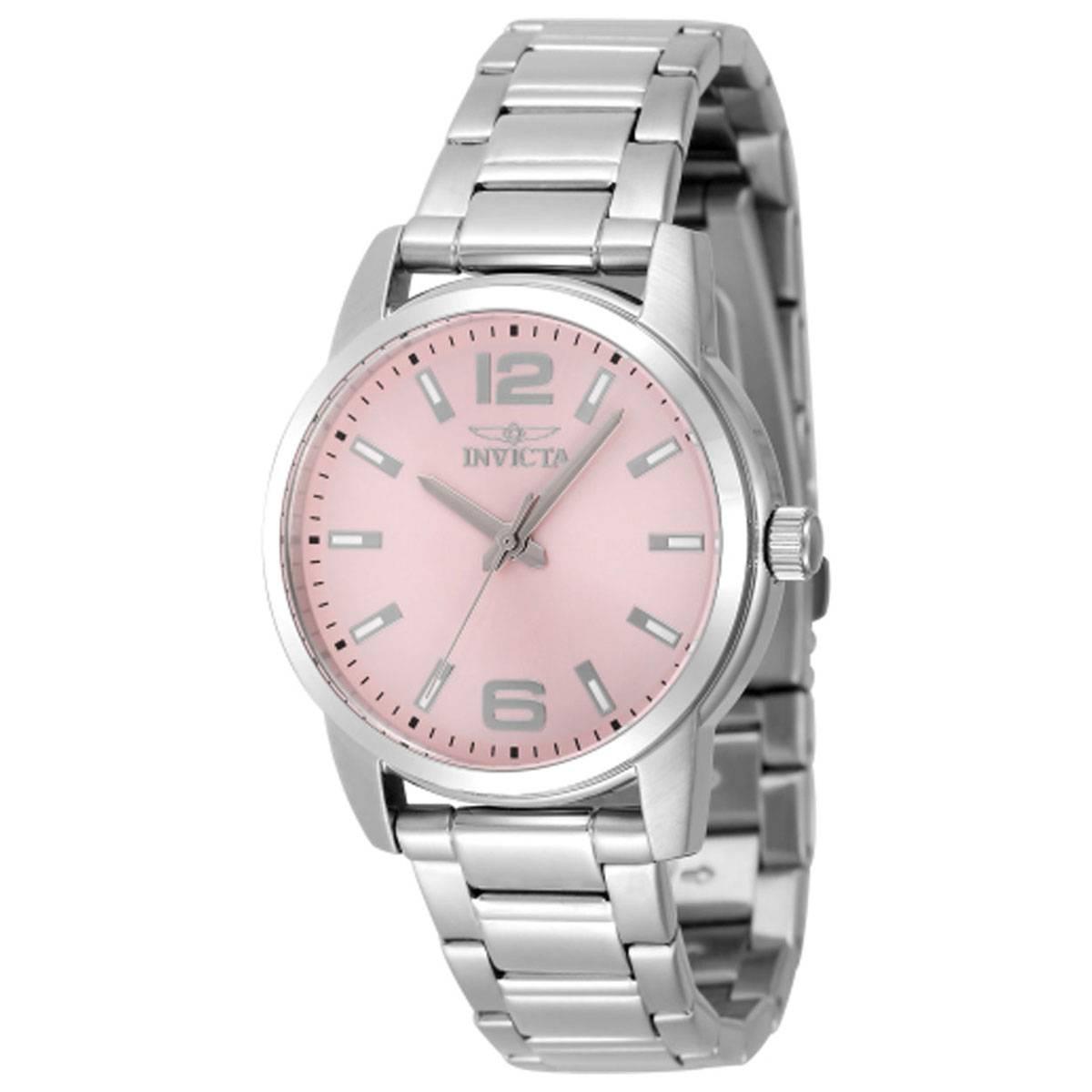Invicta Womens 48501 Celestial Quartz 3 Hand Pink Dial Watch - Silver