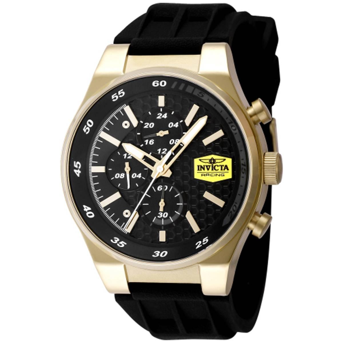 Invicta Mens 48875 Invicta Racing Quartz Chronograph Black Dial Watch - Black