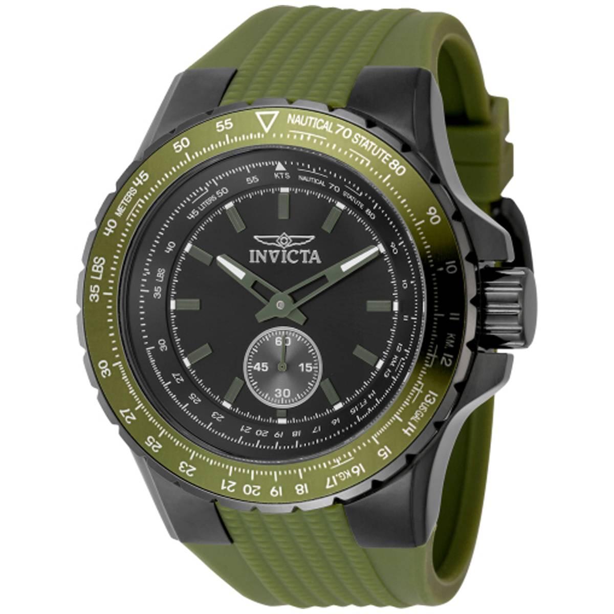 Invicta Mens 49311 Aviator Quartz Multifunction Black Dial Watch - Green
