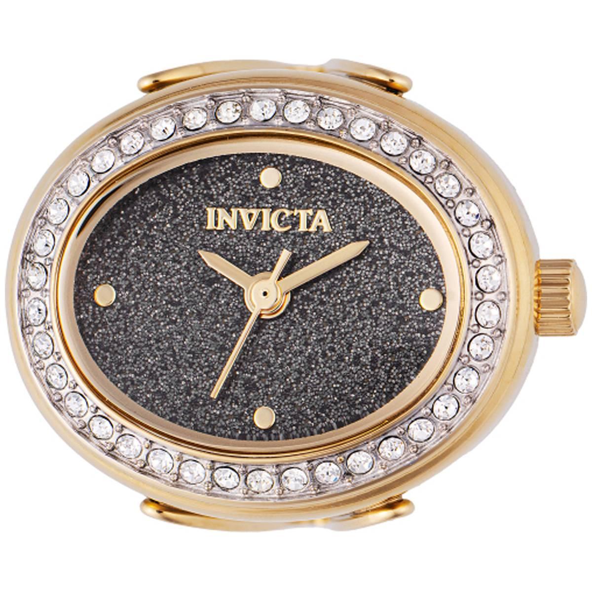 Invicta Womens 49601 Mini Quartz 2 Hand Black Dial Watch - Gold