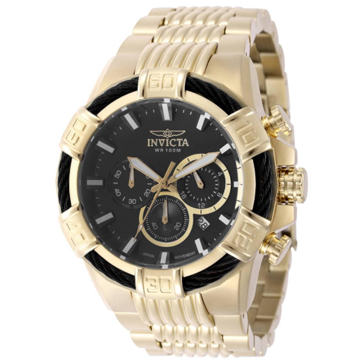 Click here for Mens Invicta Bolt Gold Black Dial Quartz Watch - 4... prices