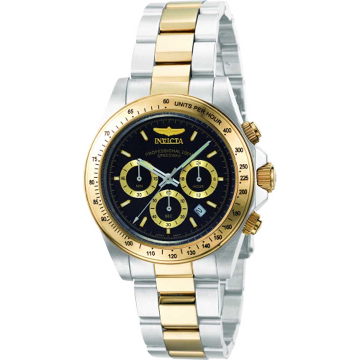 Click here for Mens Invicta Speedway Two-Tone Black Dial Watch -... prices
