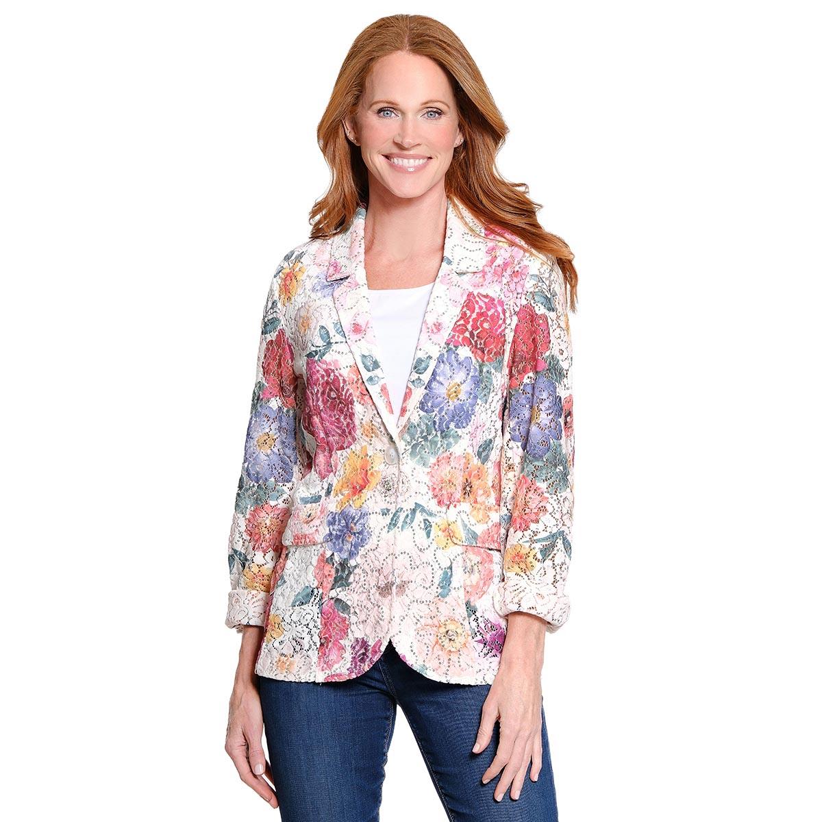 Click here for Womens Ali Miles Long Sleeve Floral Sequin Lace Bl... prices