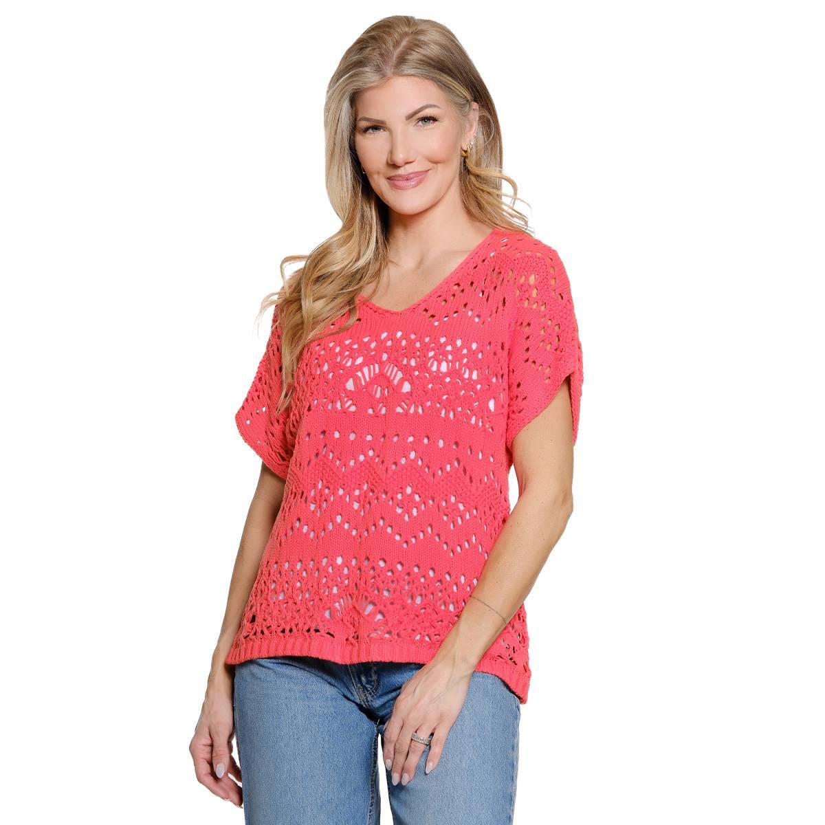 Click here for Womens Ali Miles Short Dolman Sleeve V Neck Open C... prices