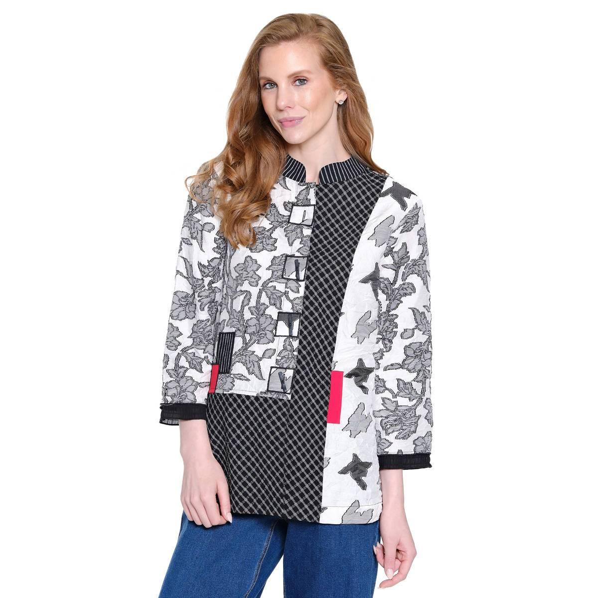 Click here for Womens Ali Miles 3/4 Sleeve Patch Checkered Floral... prices