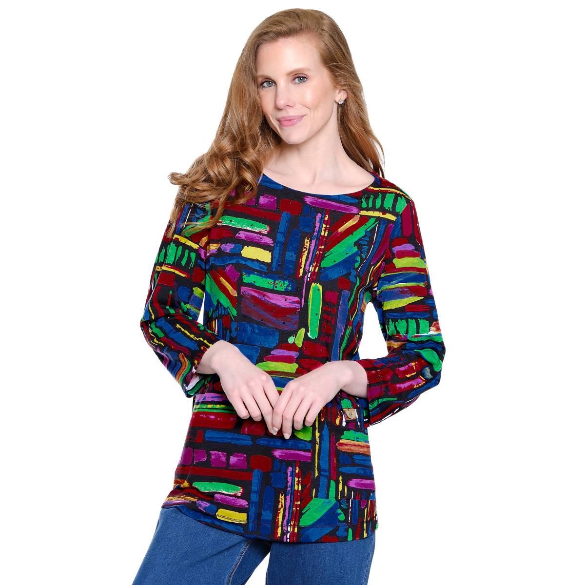 Click here for Petite Ali Miles 3/4 Sleeve Abstract Bead Embellis... prices