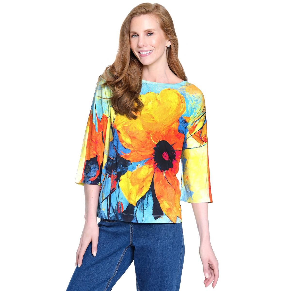 Click here for Womens Ali Miles 3/4 Dolman Sleeve Floral Gel Dot... prices