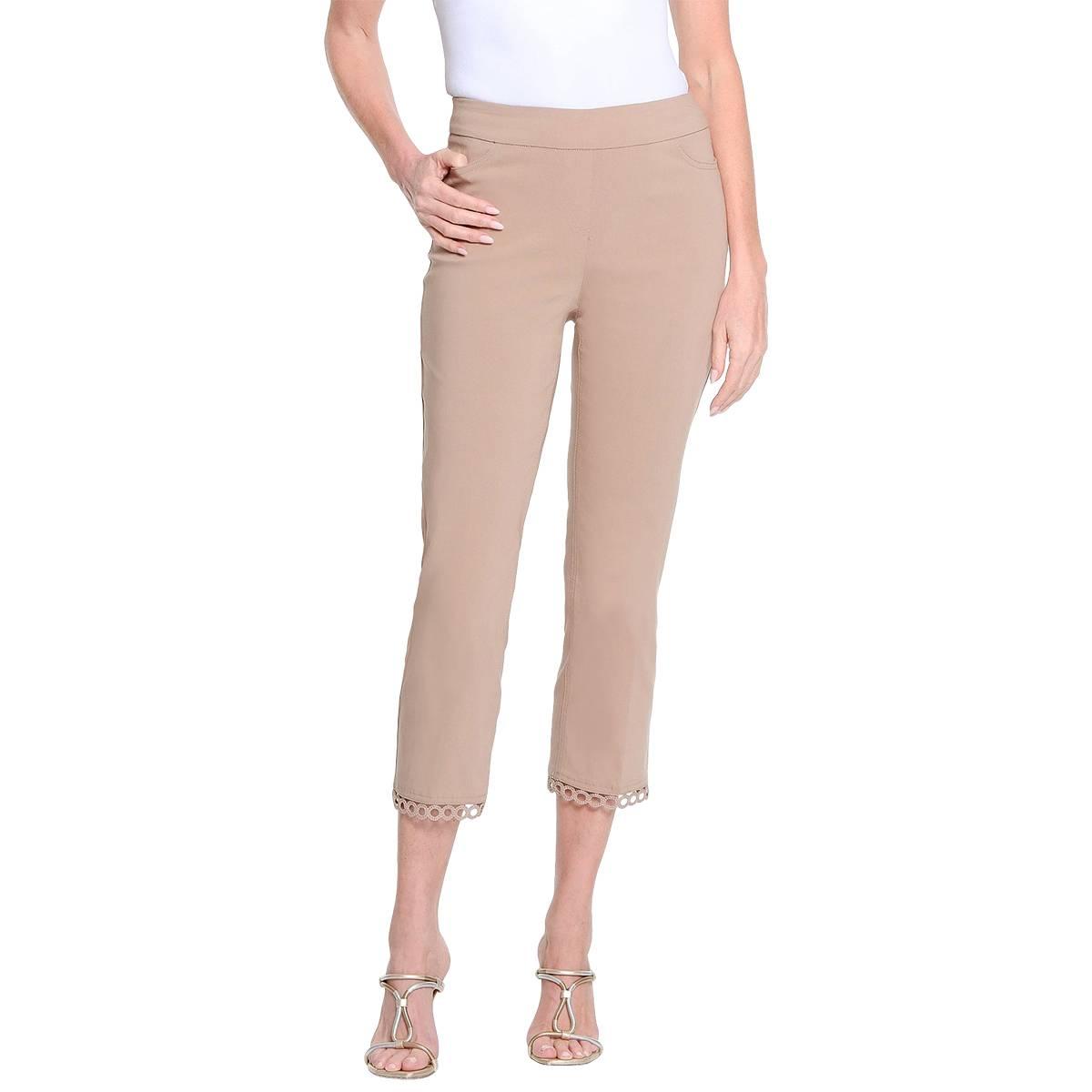 Click here for Petite Multiples Pull On Lace Hem Twill Capris prices