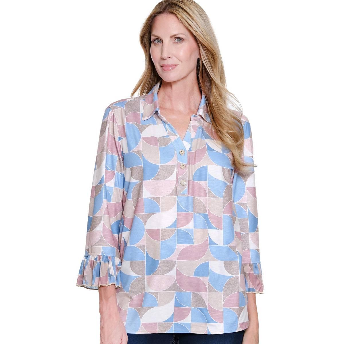 Click here for Petite Multiple 3/4 Flounce Sleeve Circle Abstract... prices