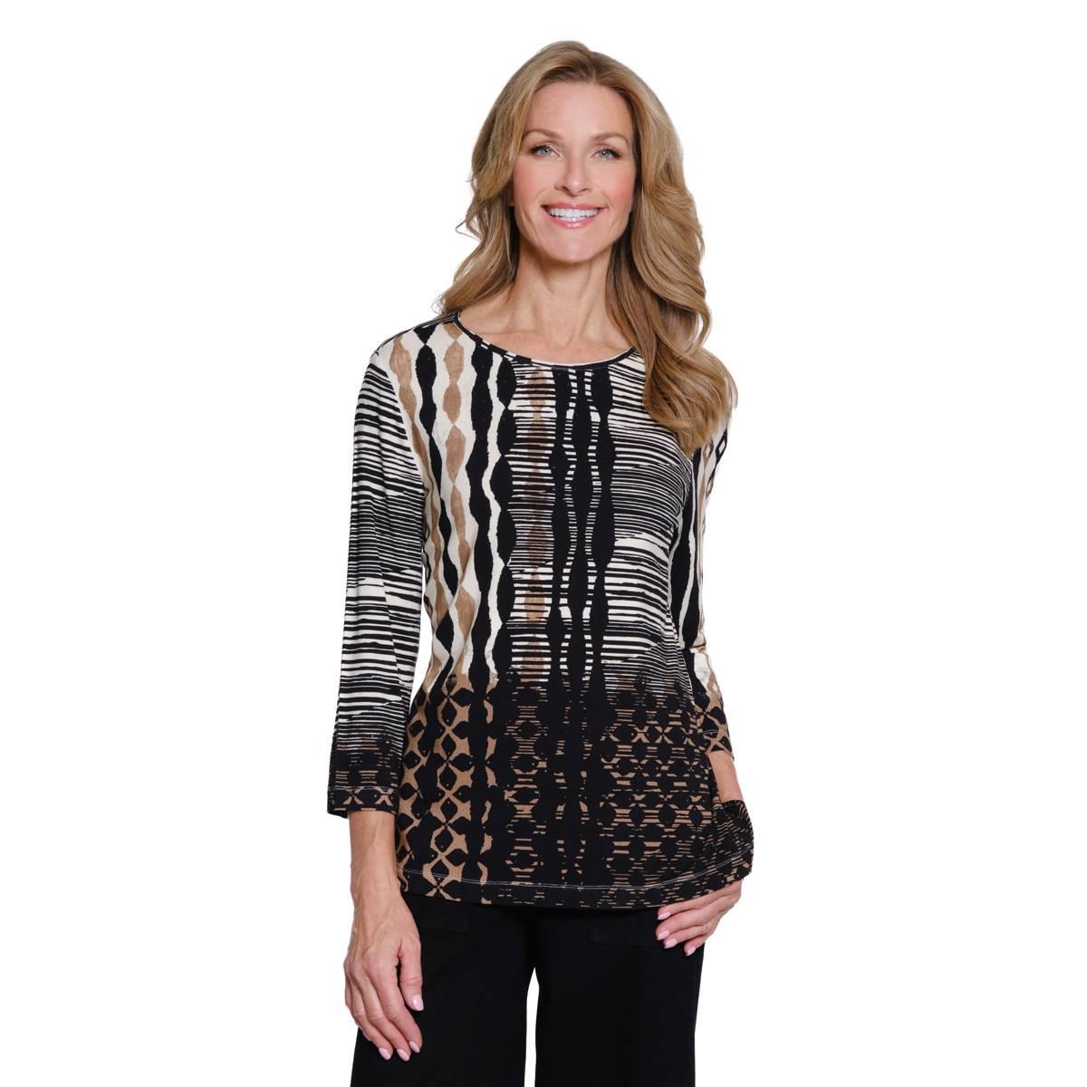 Click here for Petite Multiples 3/4 Sleeve Neck Embellishment Abs... prices