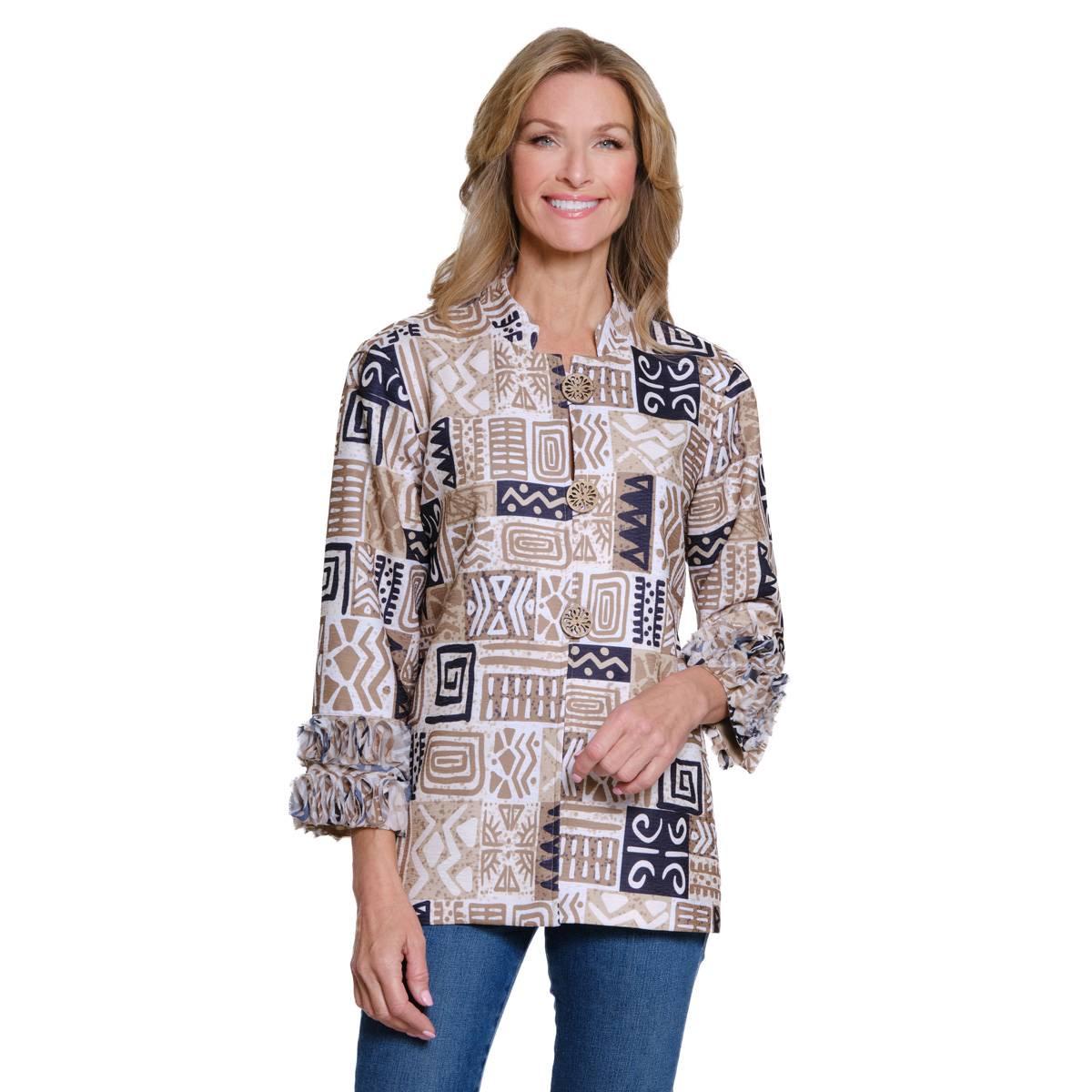 Click here for Womens Multiples 3/4 Sleeve Patchwork Tribal Jacke... prices