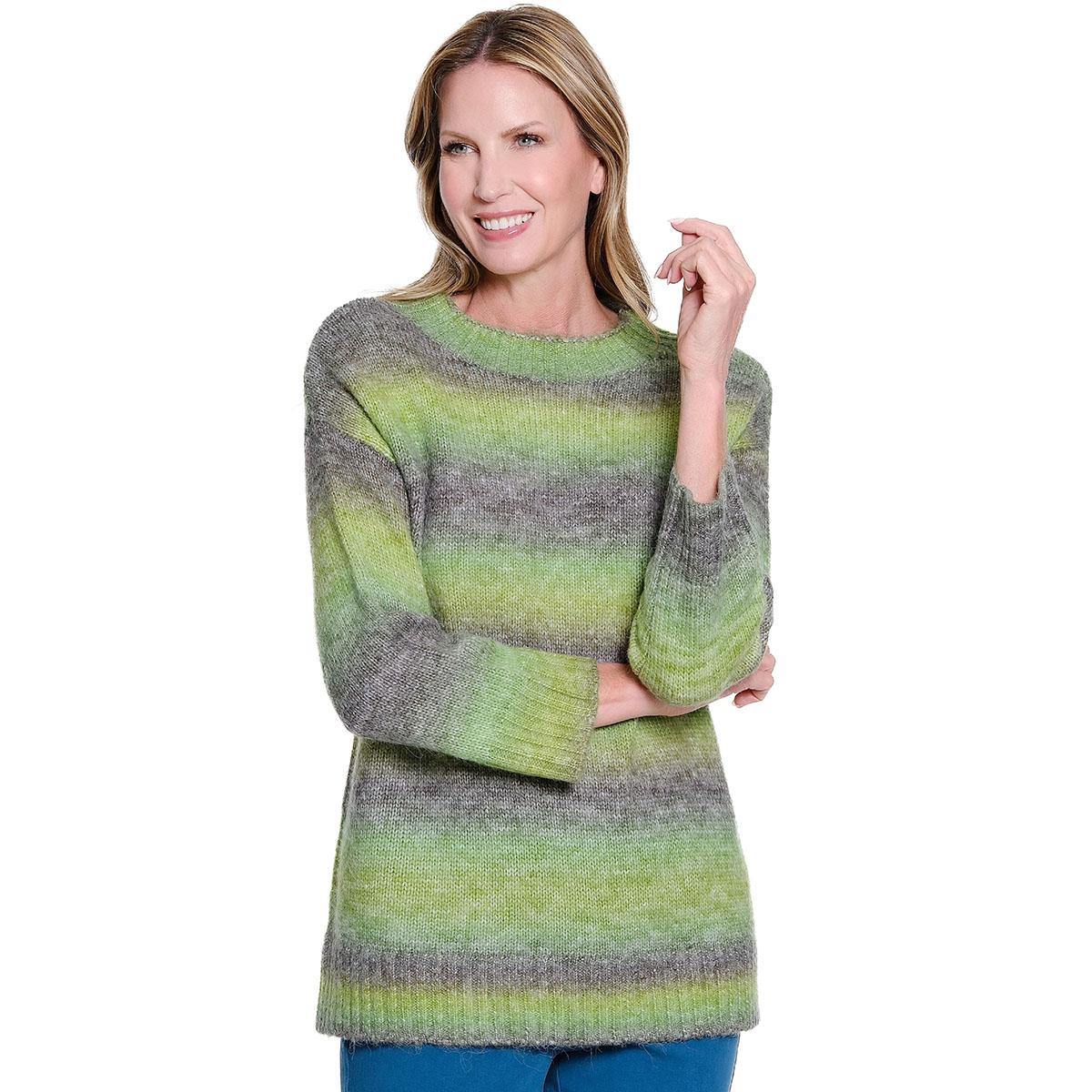 Click here for Petite Multiples Long Sleeve Stripe Sweater prices