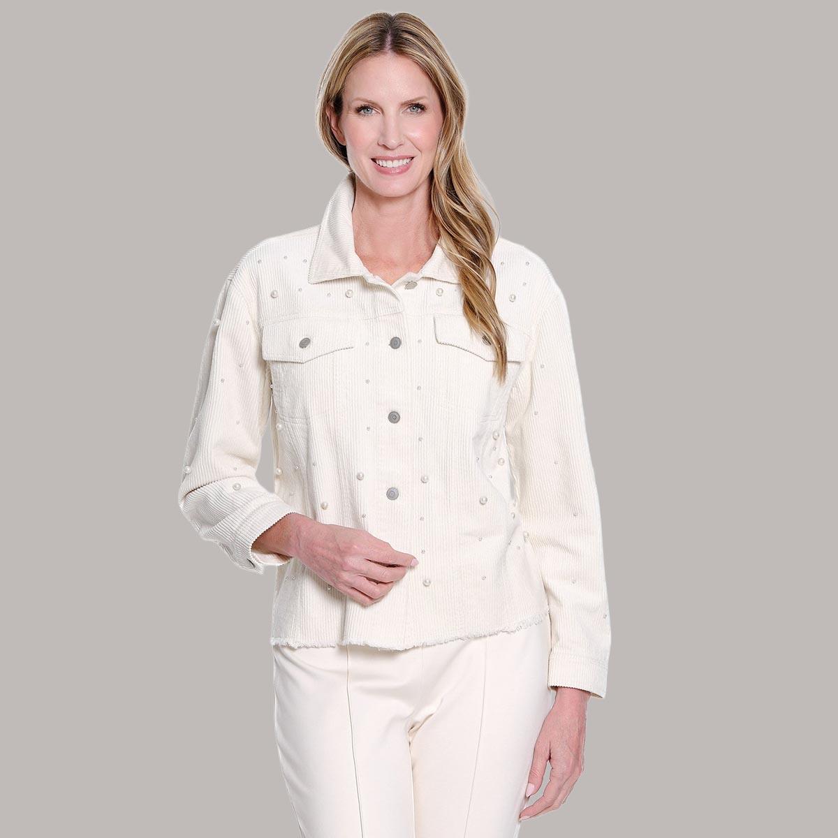 Click here for Petite Multiples Pearl Embellished Corduroy Jacket prices