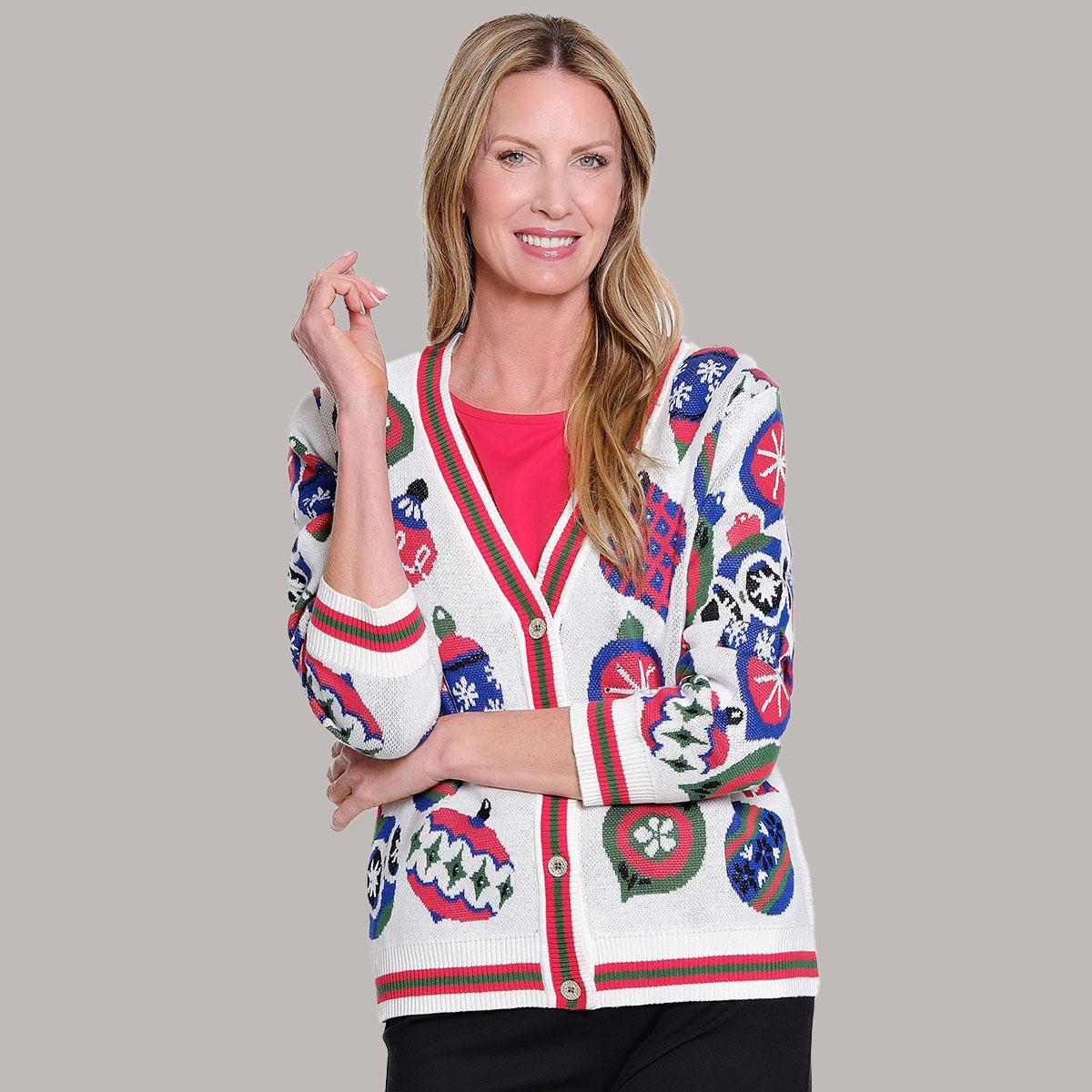 Click here for Womens Multiples 3/4 Sleeve Christmas Ornament Car... prices