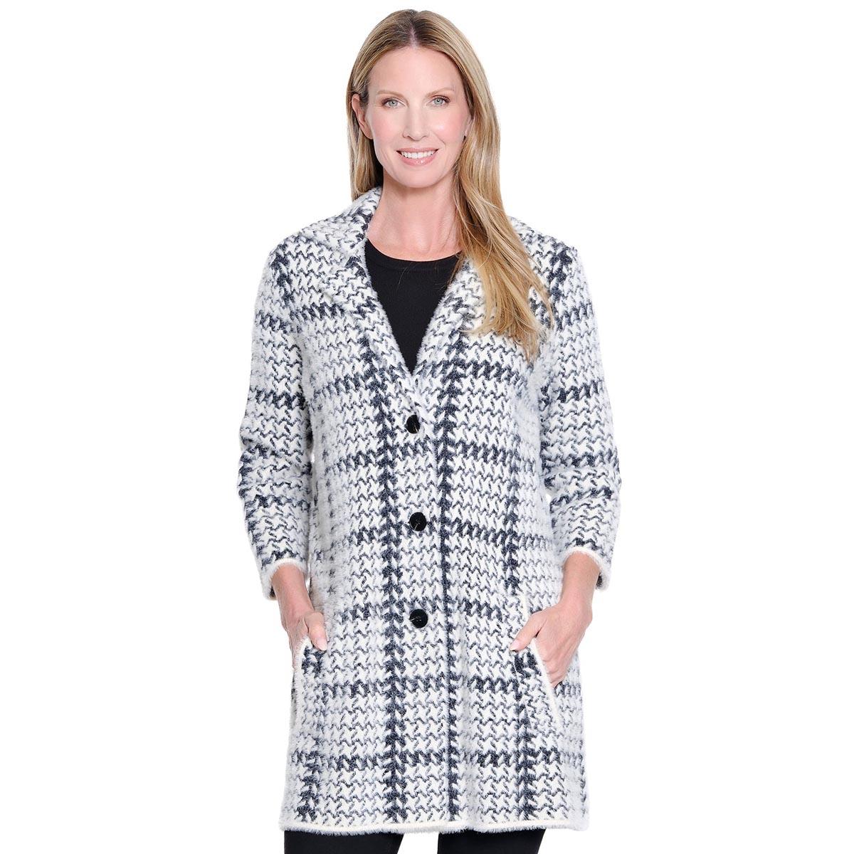 Click here for Petite Multiples 3/4 Sleeve Lapel Collar Button Fr... prices