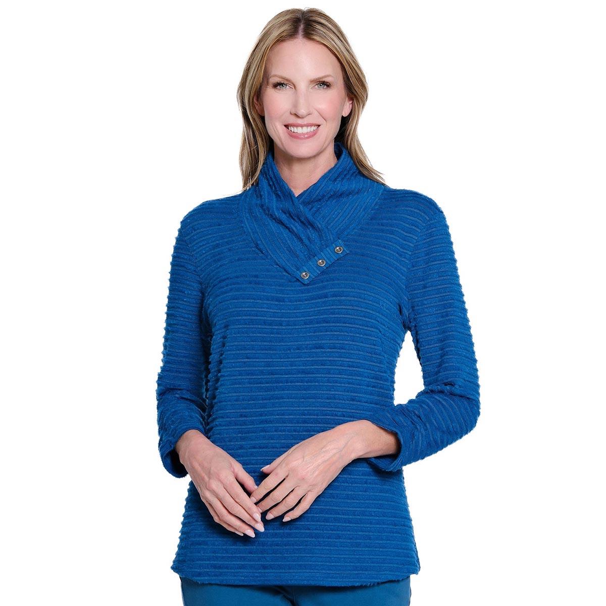 Click here for Petite Multiples 3/4 Sleeve Button V Neck Rib Knit... prices