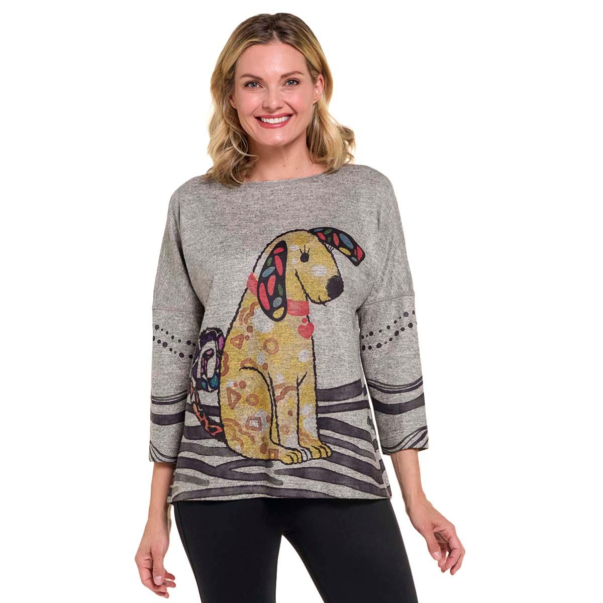 Click here for Petite Ali Miles Long Sleeve Dog Graphic Popover T... prices