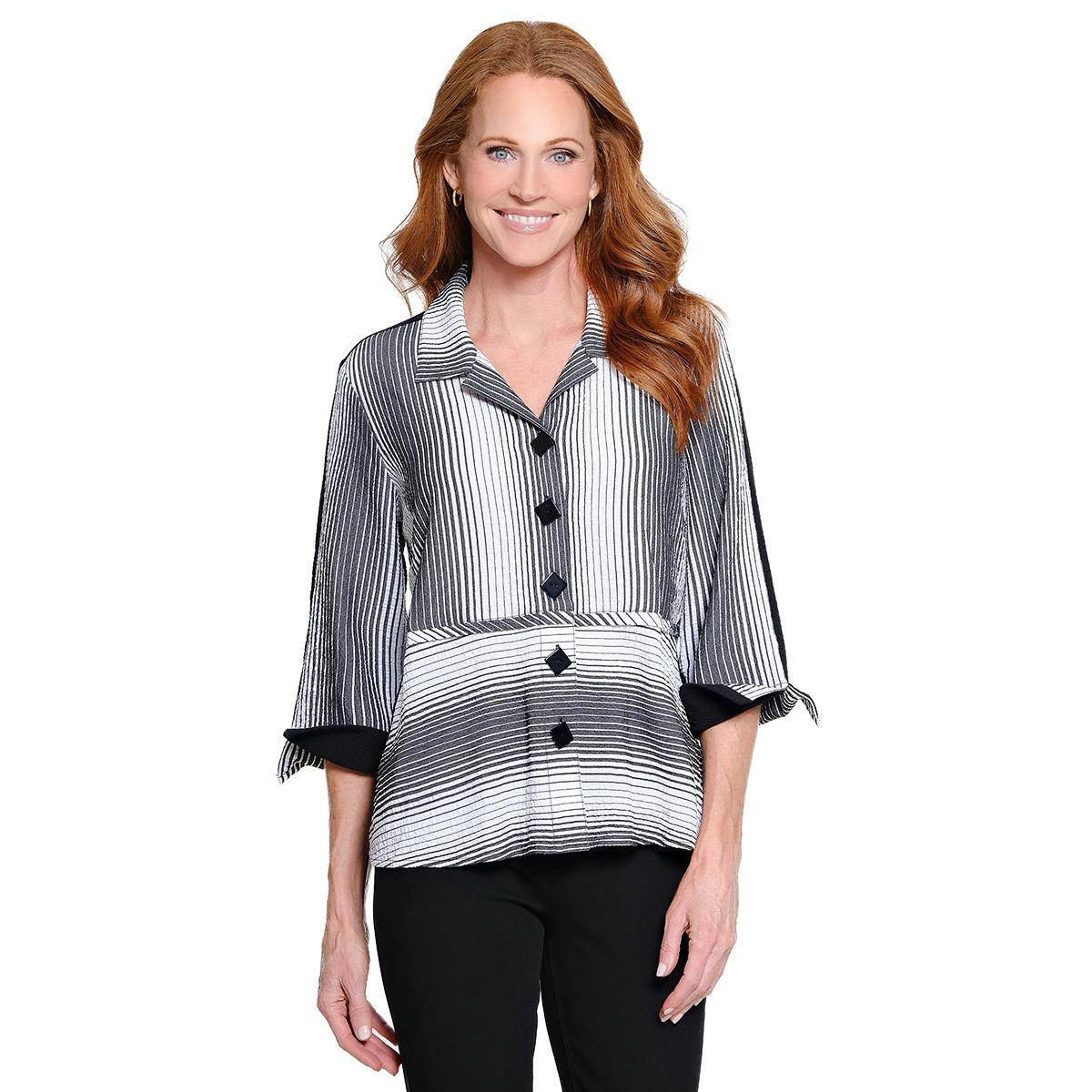 Click here for Plus Size Ali Miles 3/4 Sleeve Crinkle Yarn Dye St... prices