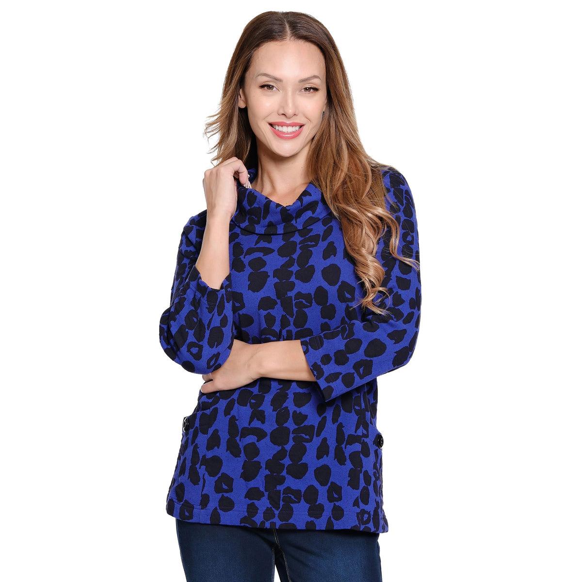 Click here for Plus Size Ali Miles 3/4 Sleeve Cowl Neck Abstract... prices