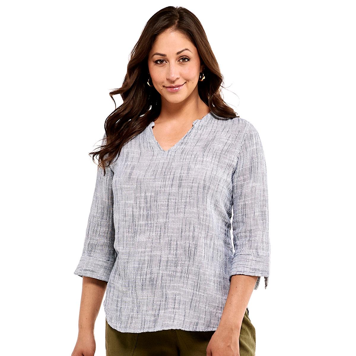 Click here for Petite Erika 3/4 Sleeve Marled Tunic Blouse prices