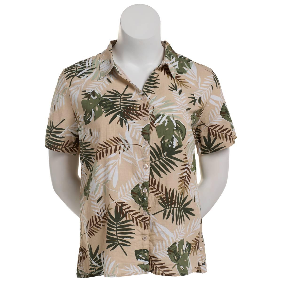 Click here for Plus Size Erika Hayden Palm Casual Button Down prices