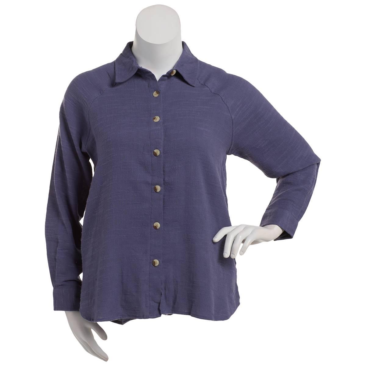 Click here for Womens da-sh Long Roll Tab Sleeve Denim Casual But... prices