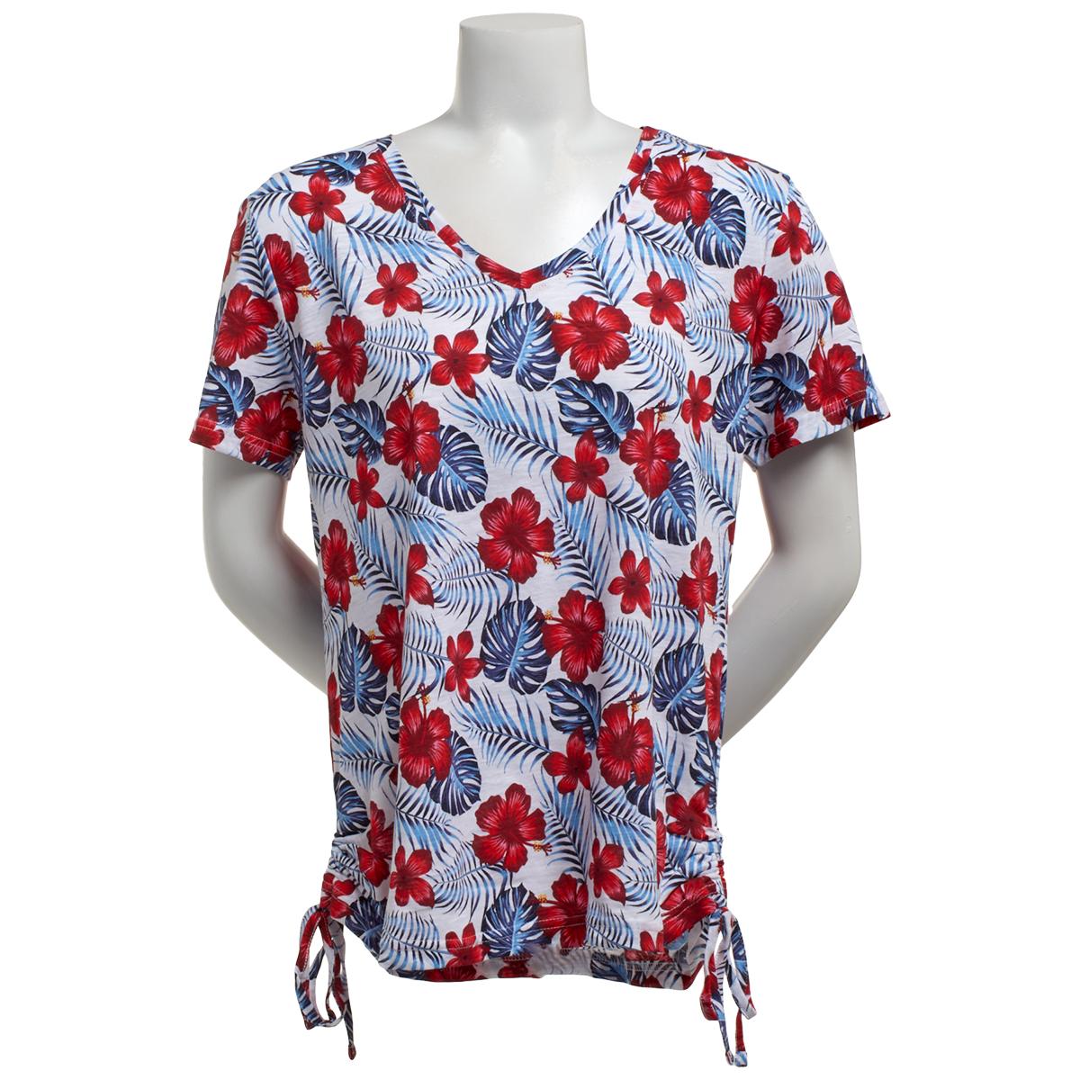 Click here for Womens Erika Short Sleeve Tropical Side Tie V-Neck... prices