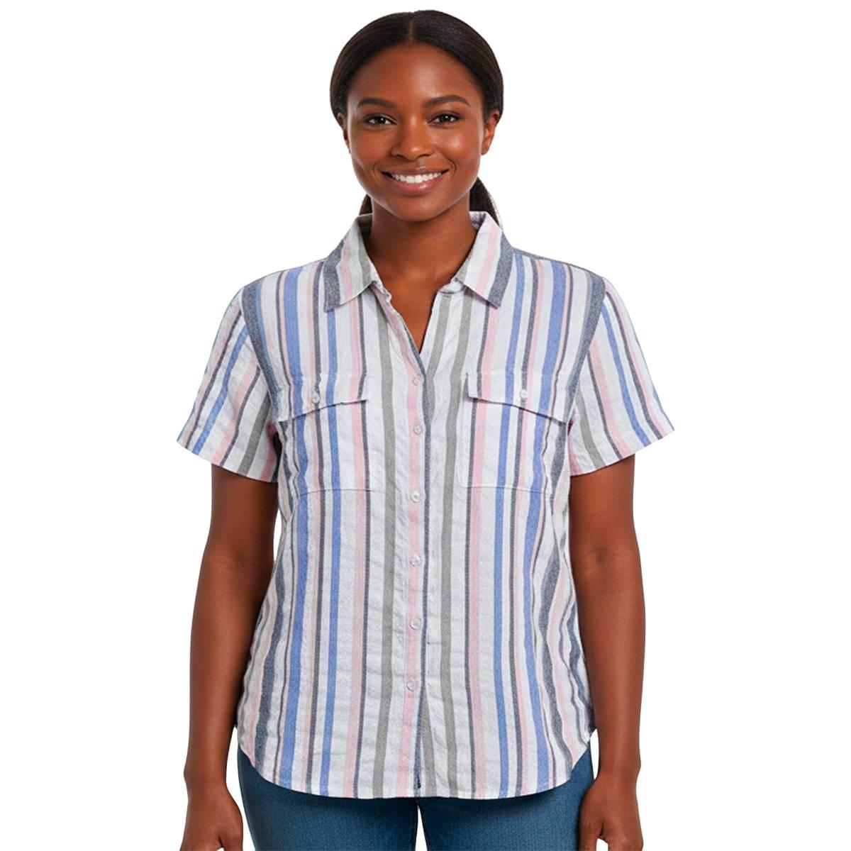 Click here for Petite Erika Yasmine Short Sleeve Stripe Pocket Bu... prices