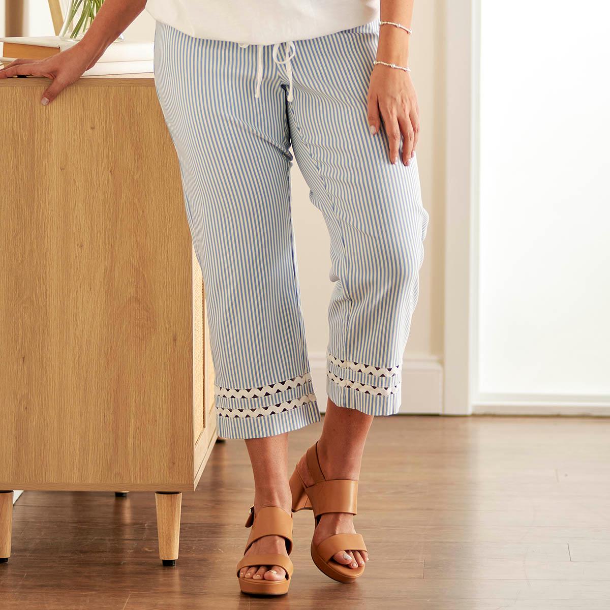 Click here for Petite Erika Joey Pull On Stripe Capris prices