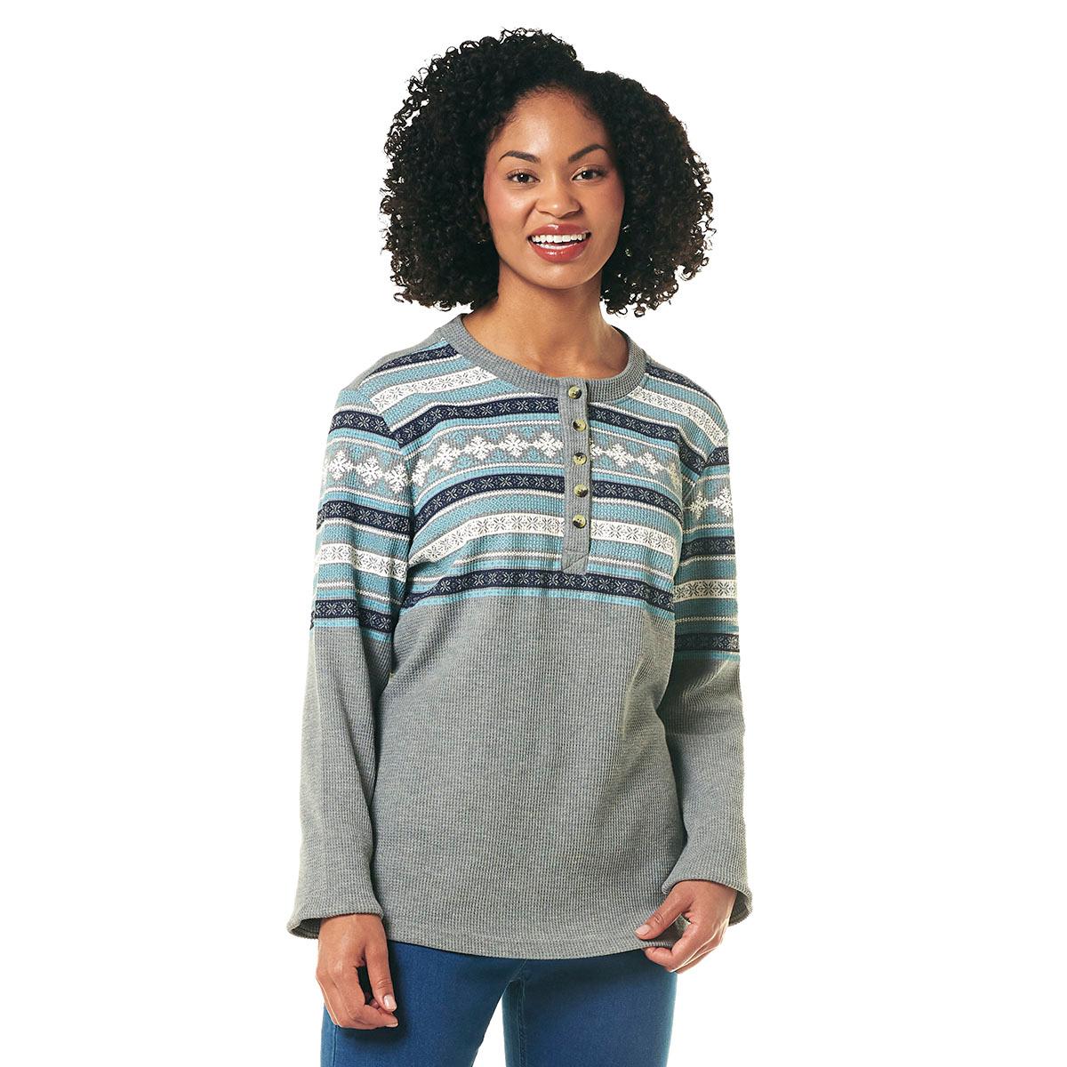 Click here for Womens Erika Long Sleeve Fair Isle Thermal Tee prices