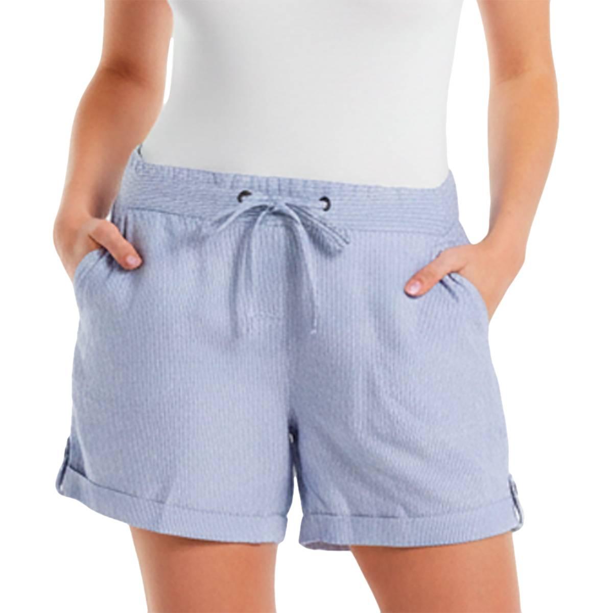 Click here for Womens Per Se Drawstring Stripe Linen Shorts prices