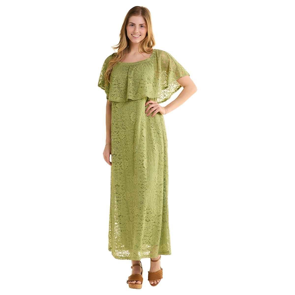 Click here for Plus Size Ellen Weaver Solid Off The Shoulder Lace... prices