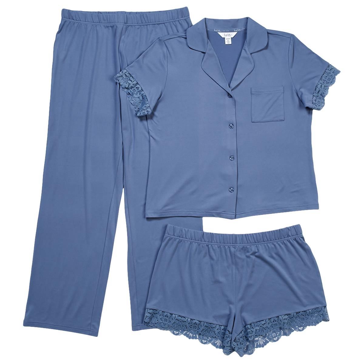Click here for Womens Nicole Miller 3pc. Lace Trim Pajama Set prices