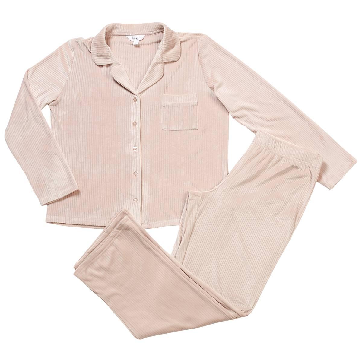 Click here for Womens Nicole Miller Long Sleeve Ribbed Velour Paj... prices