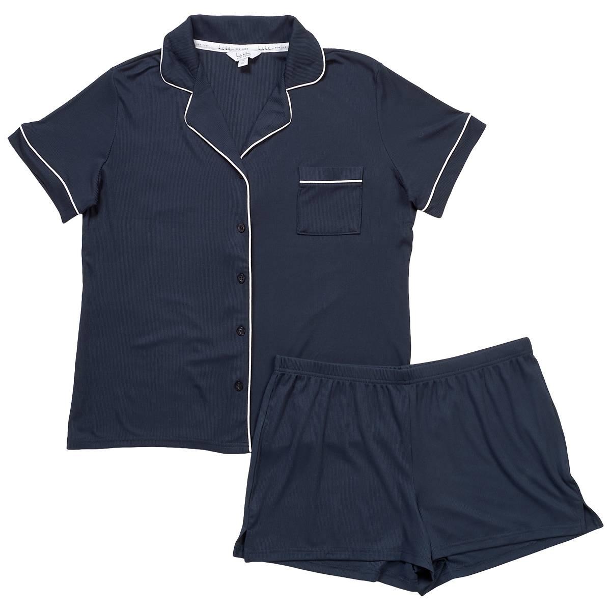 Click here for Womens Nicole Miller Rib Notch Collar Short Pajama... prices