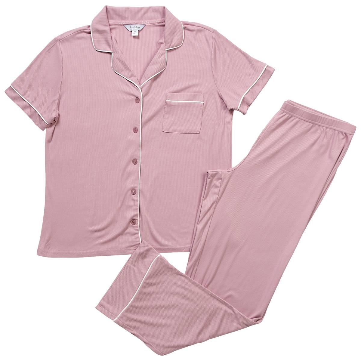 Click here for Womens Nicole Miller Short Sleeve Rib Pajama Set prices