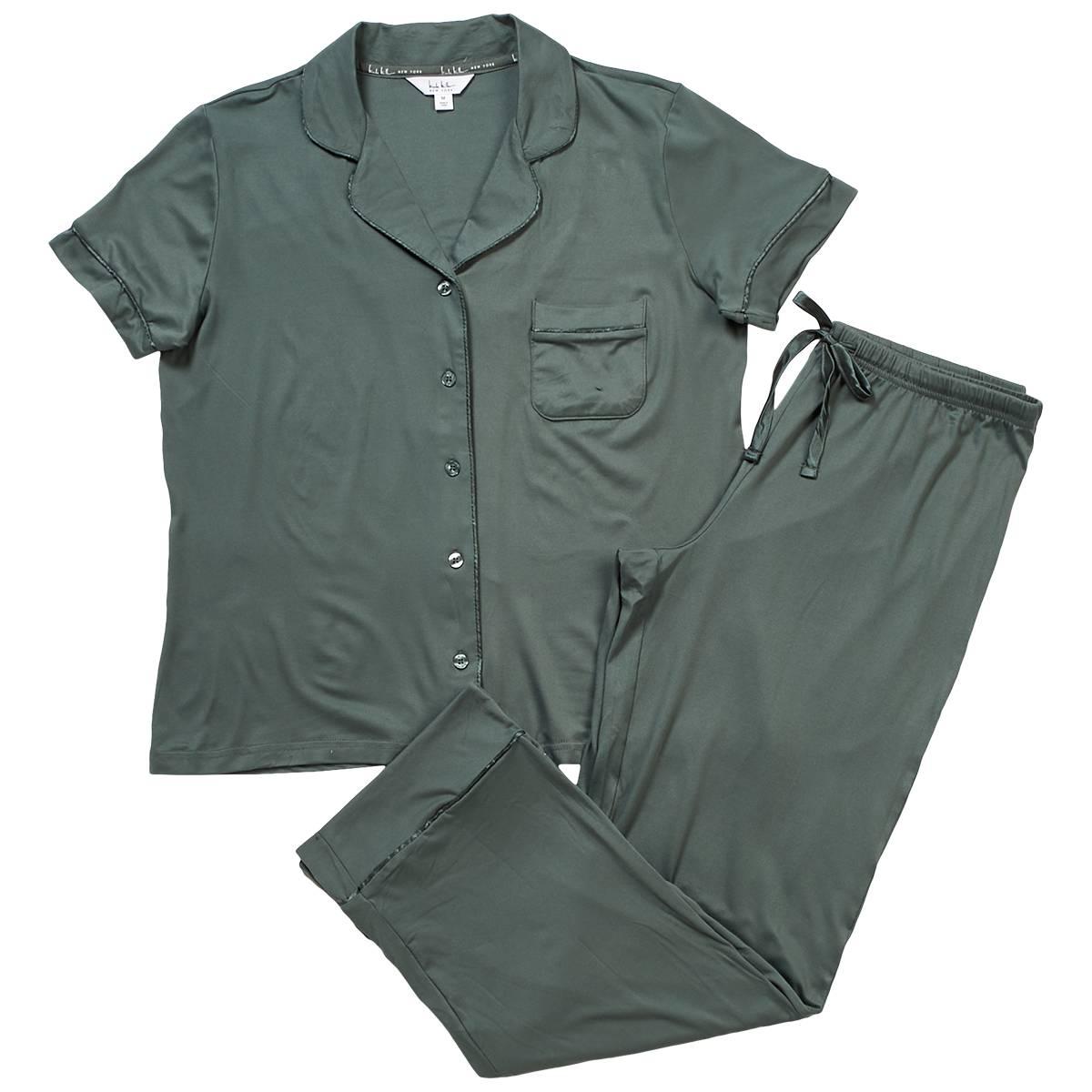 Click here for Womens Nicole Miller Rib Notch Collar Pajama Set prices