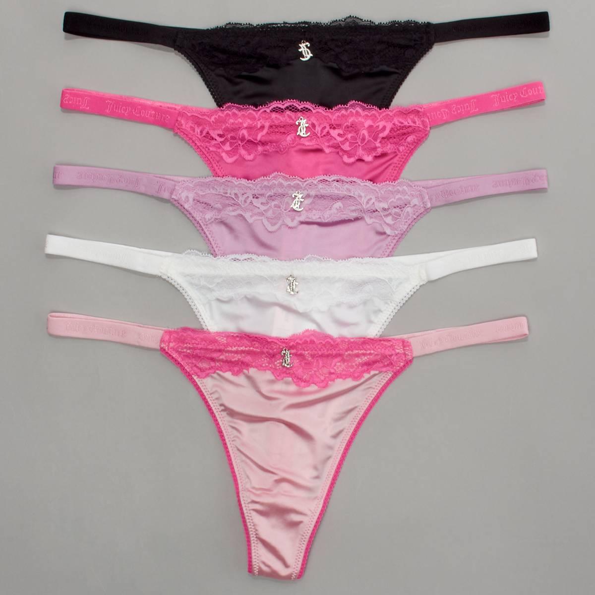 Click here for Womens Juicy Couture 5pk Lace Thong Panties JC1929... prices