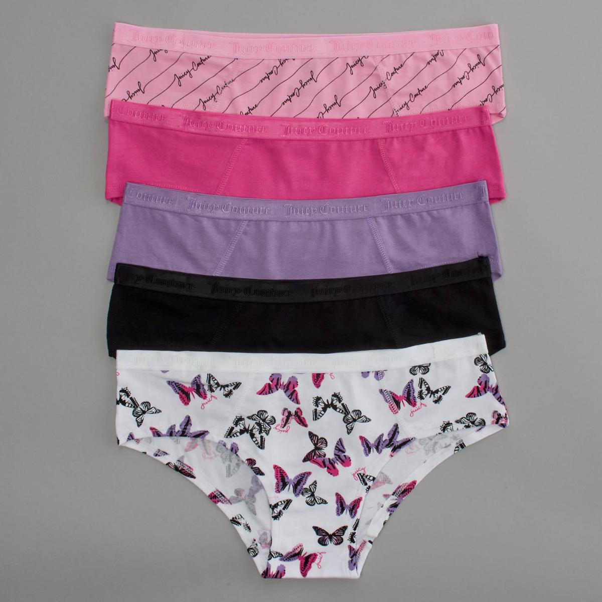 Click here for Juniors Juicy Couture 5pk. Cotton Spandex Hipsters... prices