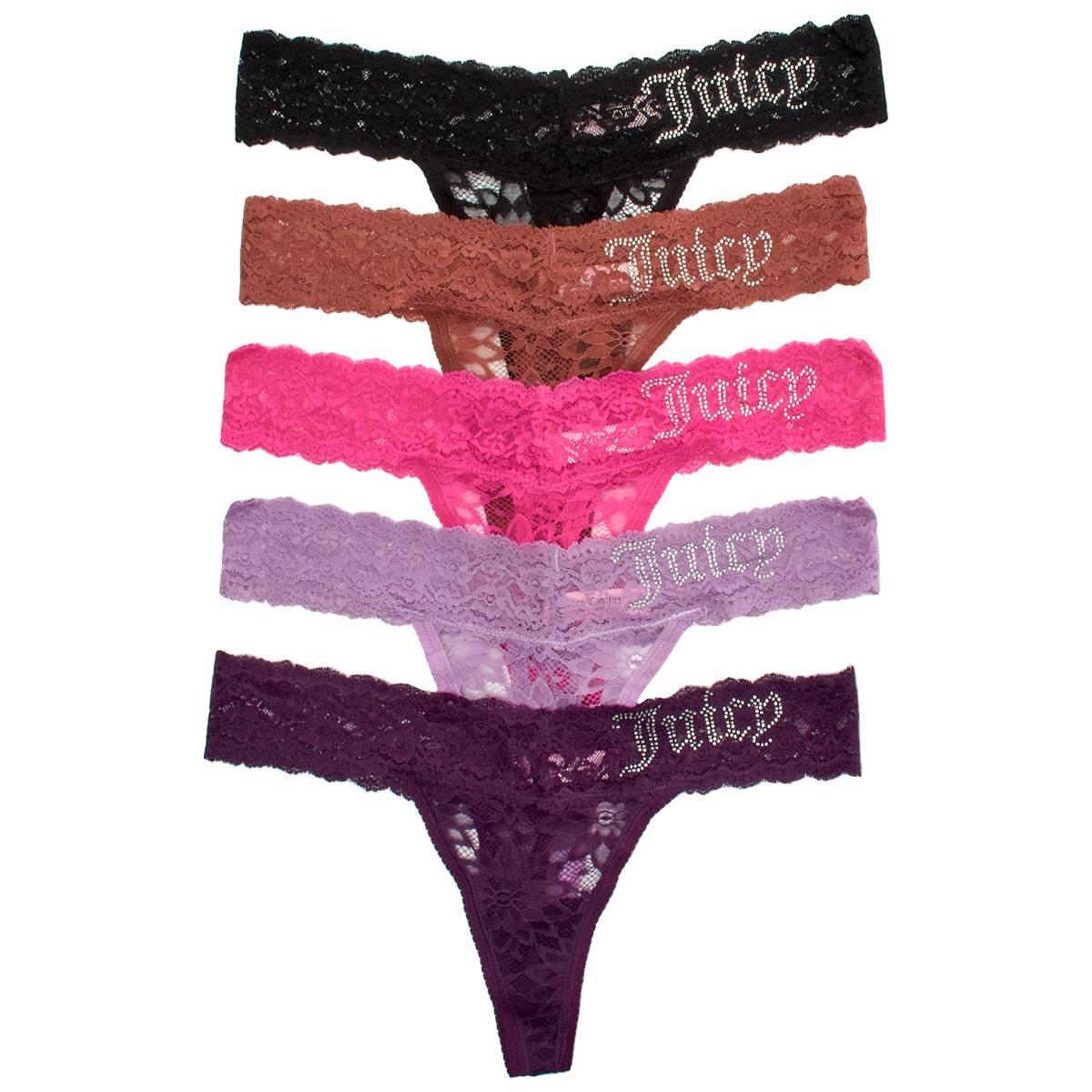 Click here for Womens Juicy Couture 5pk Rhinestone Thong Panties... prices
