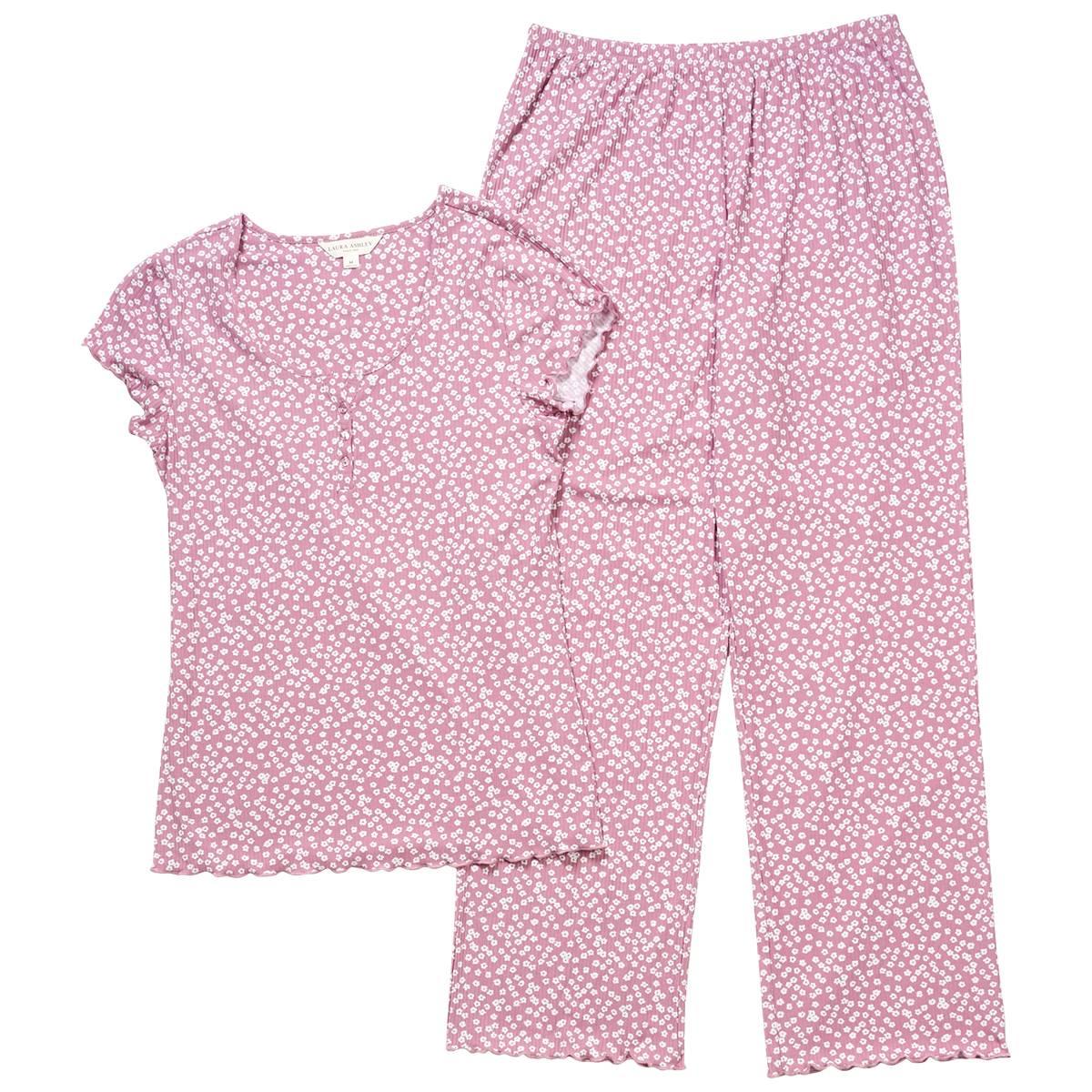 Click here for Womens Laura Ashley(R) Poly Rib Mini Daisy Pajama... prices