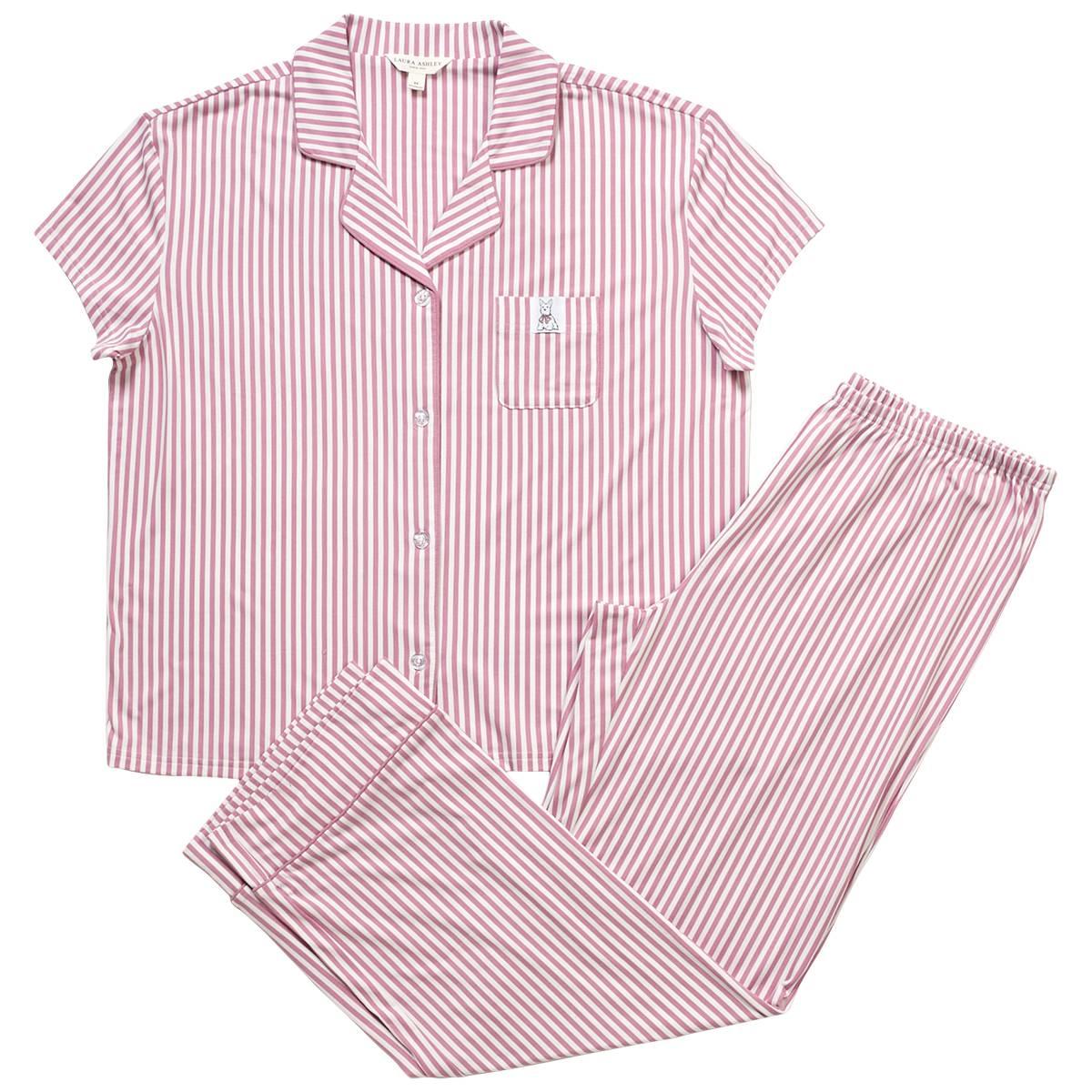 Click here for Womens Laura Ashley Short Sleeve Striped Notch Col... prices